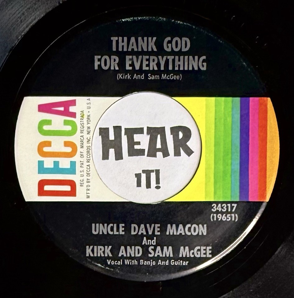 Rare Old Time Country 45 UNCLE DAVE MACON When The Train DECCA 3000 ...