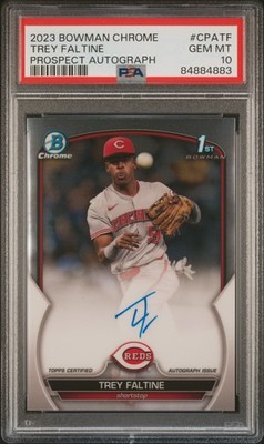 Trey Faltine 2023 Bowman Chrome Prospect Autograph PSA 10 Cincinnati ...