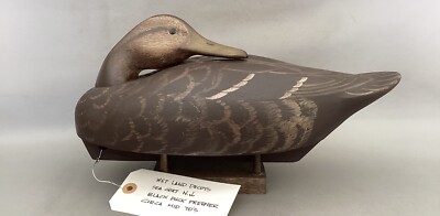 Duck Decoy, Black Duck Preener, Solid Wood, Glass Eyes | eBay