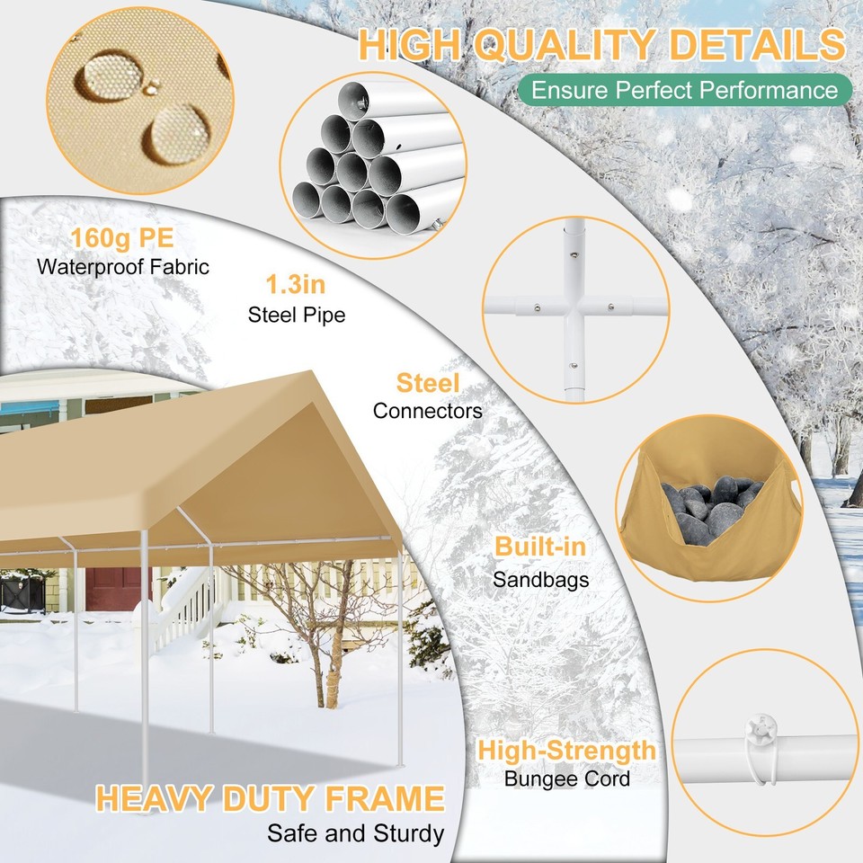 Carport Canopy 12x20 Heavy Duty Portable Garage Waterproof Car Canopy ...