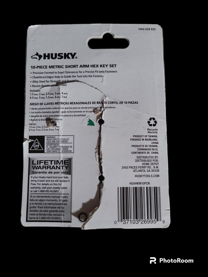 Husky 10 Piece Metric Short Arm Hex Key Set | eBay