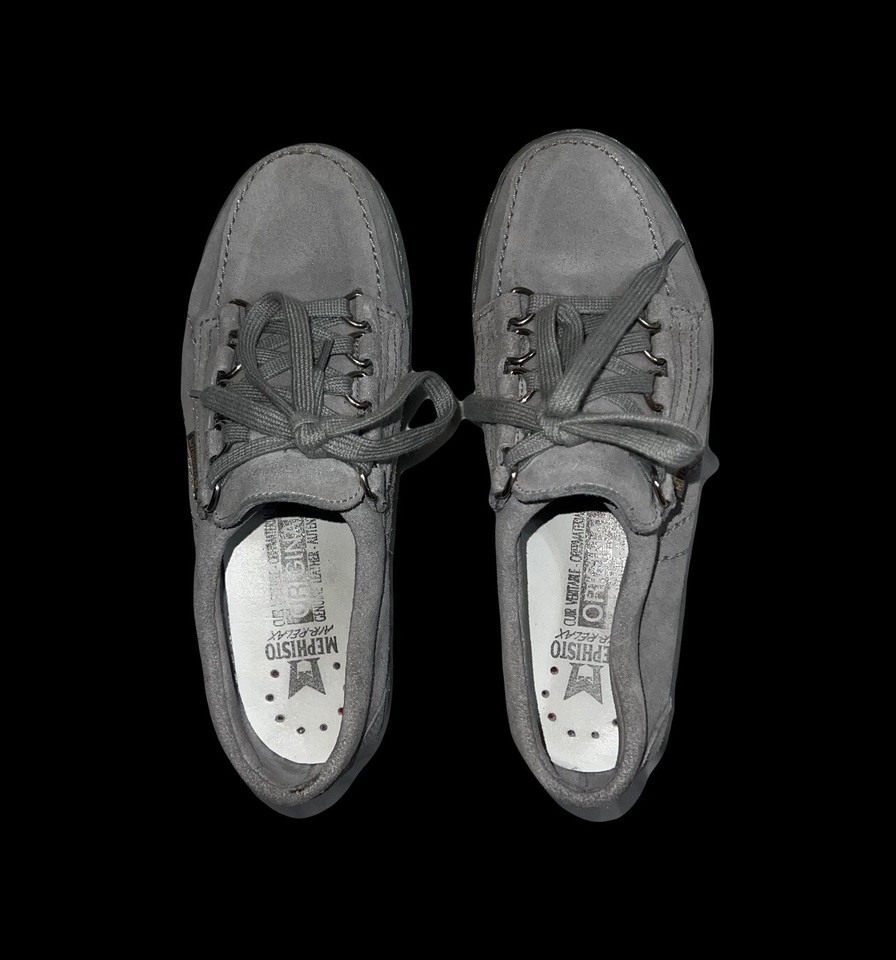 Women's Mephisto Originals Tan Leather Lace Up Suede Shoes Gray US 6.5 ...