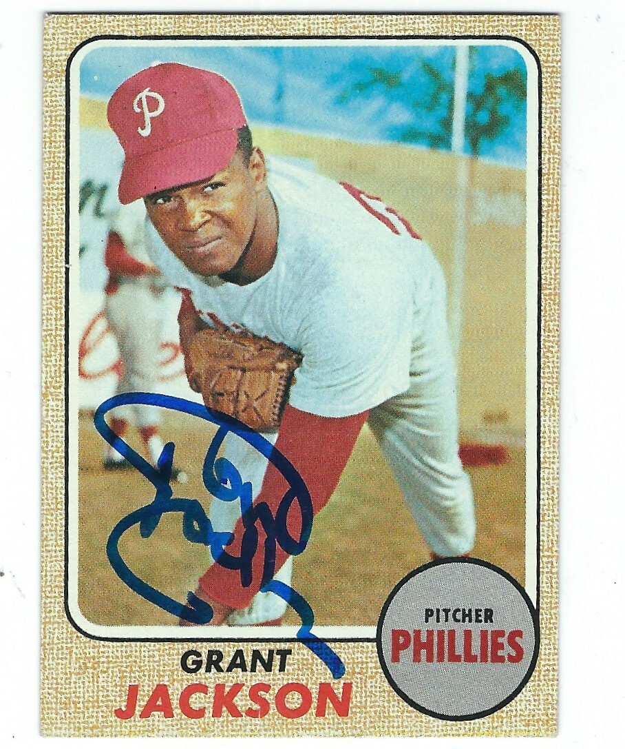Signed GRANT JACKSON 1968 Topps Autographed Philadelphia Phillies Card ...