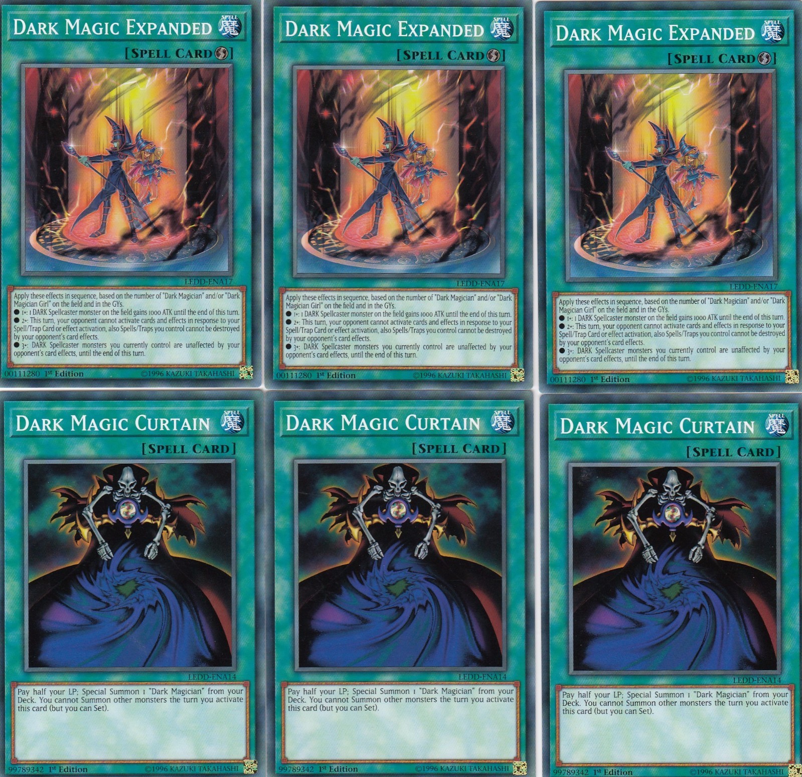 YuGiOh CARD - 3 X DARK MAGIC EXPANDED LEDD-ENA17 + 3 DARK MAGIC CURTAIN ...