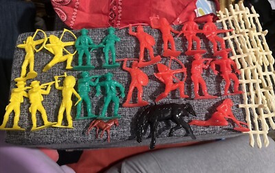 25 Vintage 3” Inch Tim Mee Cowboys Indians Horses Plastic Action ...