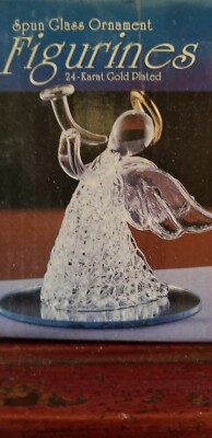 Spun Glass Angel w/Gold Plated Halo Ornament or Figurine - Vintage -EC ...
