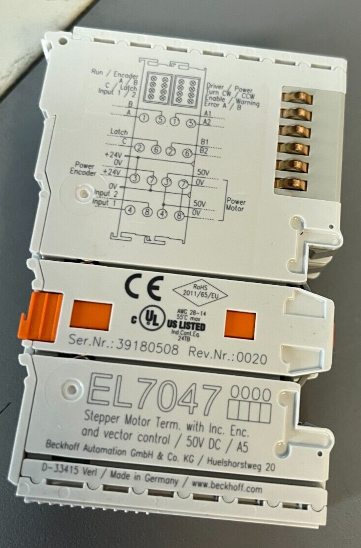 Beckhoff EL7047 PLC stepper motor term with encoder and Vector control ...