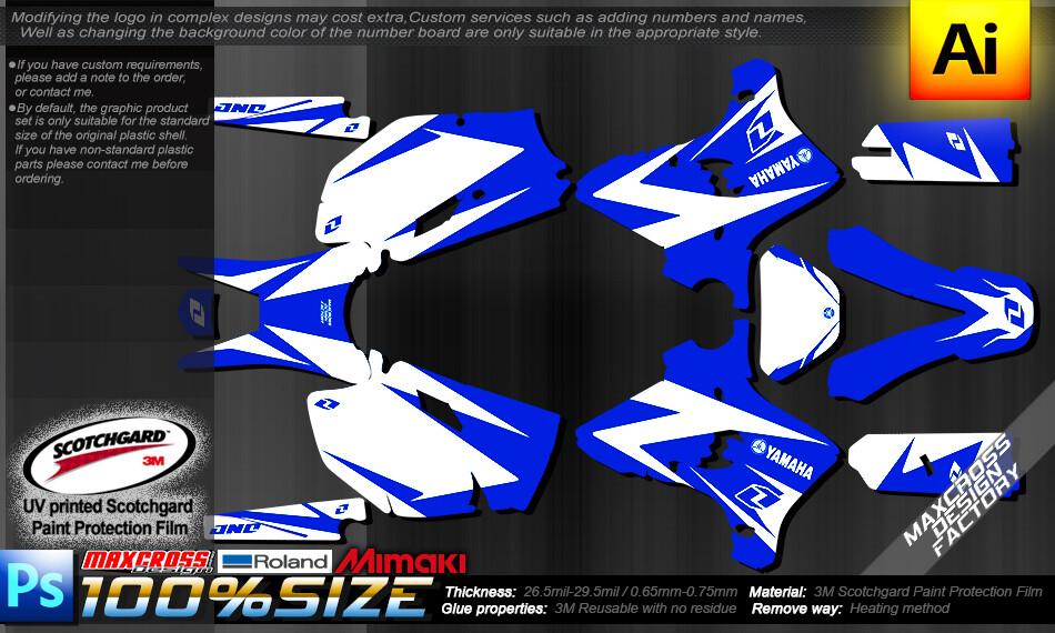 YAMAHA WR250F WR450F YZ250F YZ450F 2003-2006 MAXCROSS GRAPHICS FULL KIT ...