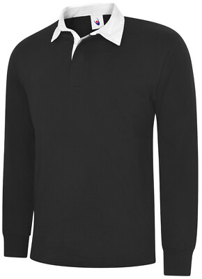 Long Sleeve Black Rugby Shirt XS-3XL, Ideal Gift | eBay UK