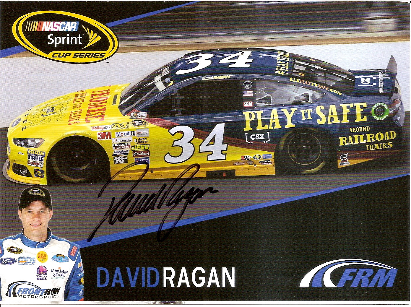2013 DAVID RAGAN signed NASCAR HERO PHOTO CARD POSTCARD CSX TRAIN ...