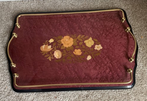 Italian Notturno Intarsio Inlaid Wood Tray Brass Frame 16” X 10” | eBay