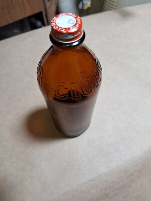 OLD Clorox Amber Glass 10” Partially Filled 32oz Embossed | eBay