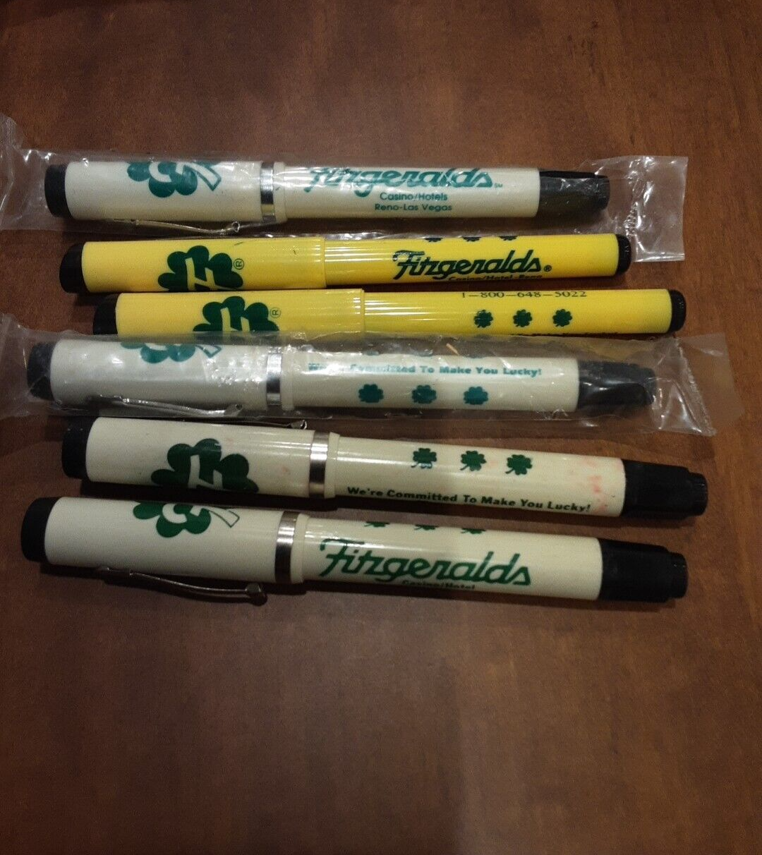 Six (6) Vintage "Fitzgeralds" Casino Resort Advertising Ballpoint Pens ...