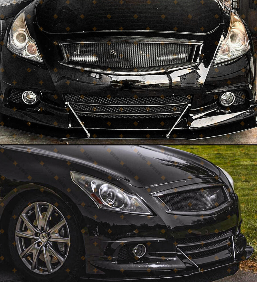 Carbon Fiber Badgeless Mesh Grill Grille For 2010-14 Infiniti G25 G37 ...