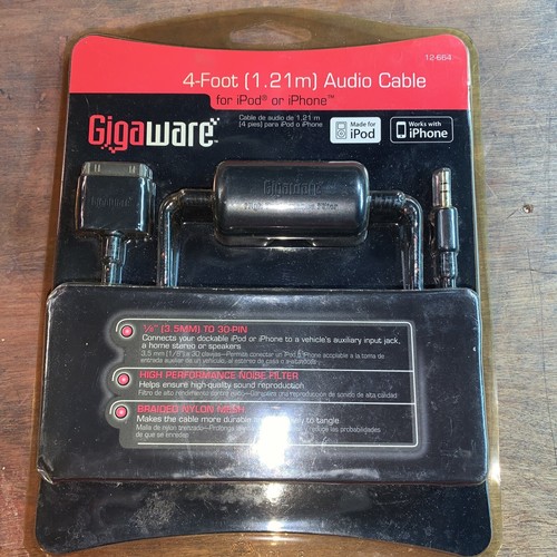 Gigaware 4-Foot 1.21M Audio Cable 12-664 IPOD OR IPHONE Still Sealed ...