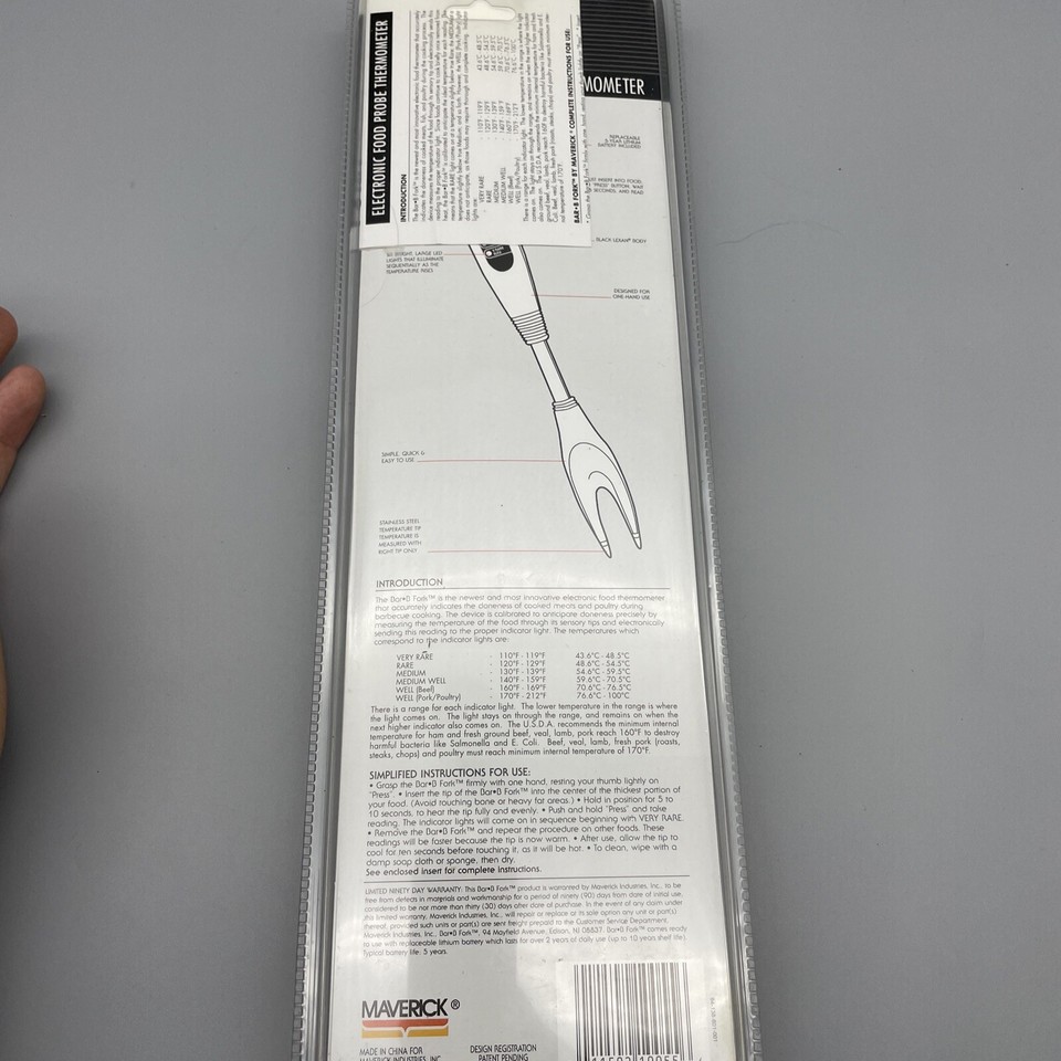 MAVERICK DELUXE ELECTRONIC FOOD PROBE THERMOMETER BAR-B FORK ET-5 | eBay