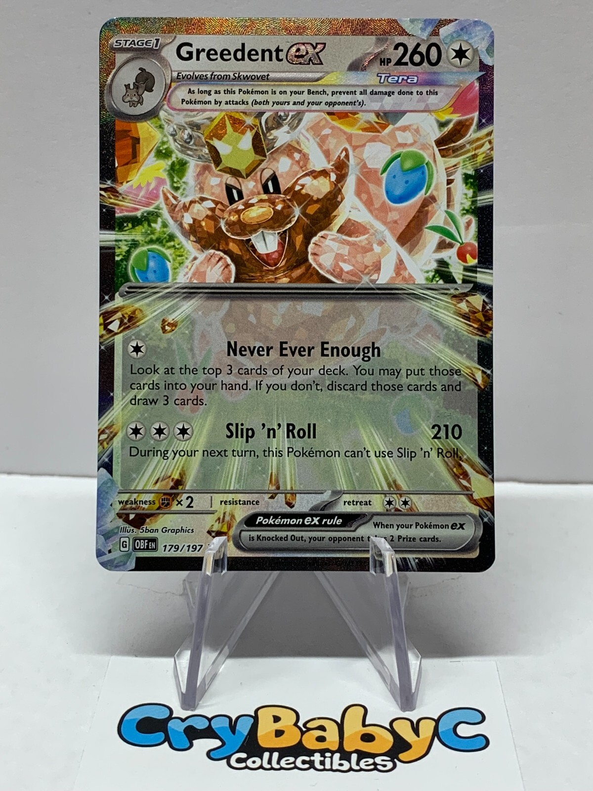 Pokemon Greedent ex 179/197 Obsidian Flames Scarlet & Violet Double ...