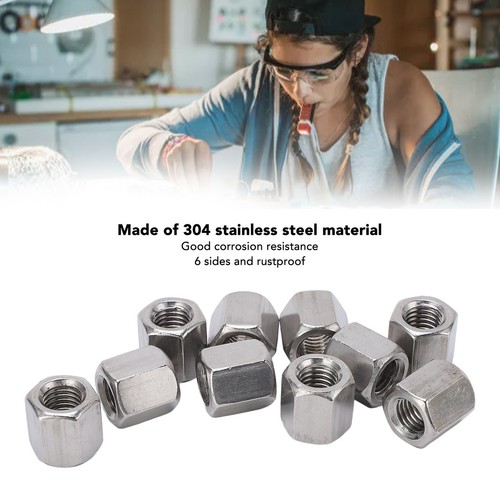 10Pcs Silver M12 Hex Coupling Nut 6 Sides Stainless Steel Coupling Nut ...