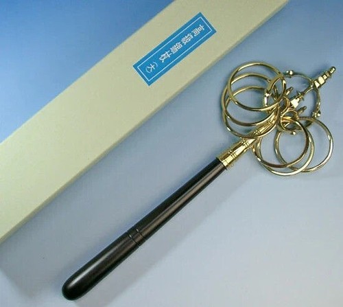 Japanese Buddhist SHAKUJO Khakkhara Bishop's Staff Pilgrim Brass BIG ...