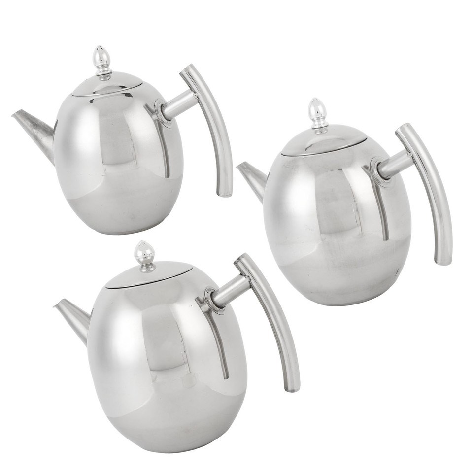 Stainless Steel Teapot With Lid And Filter Screen Curved Handle Tea ...