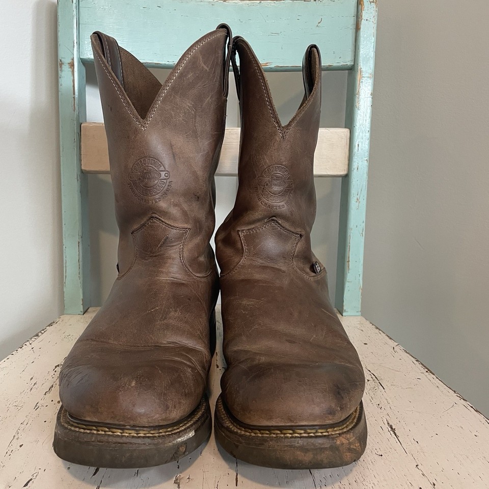 Justin Boots Size 11D Soft Toe Work Boot Rugged Bay Gaucho Brown 4444 ...