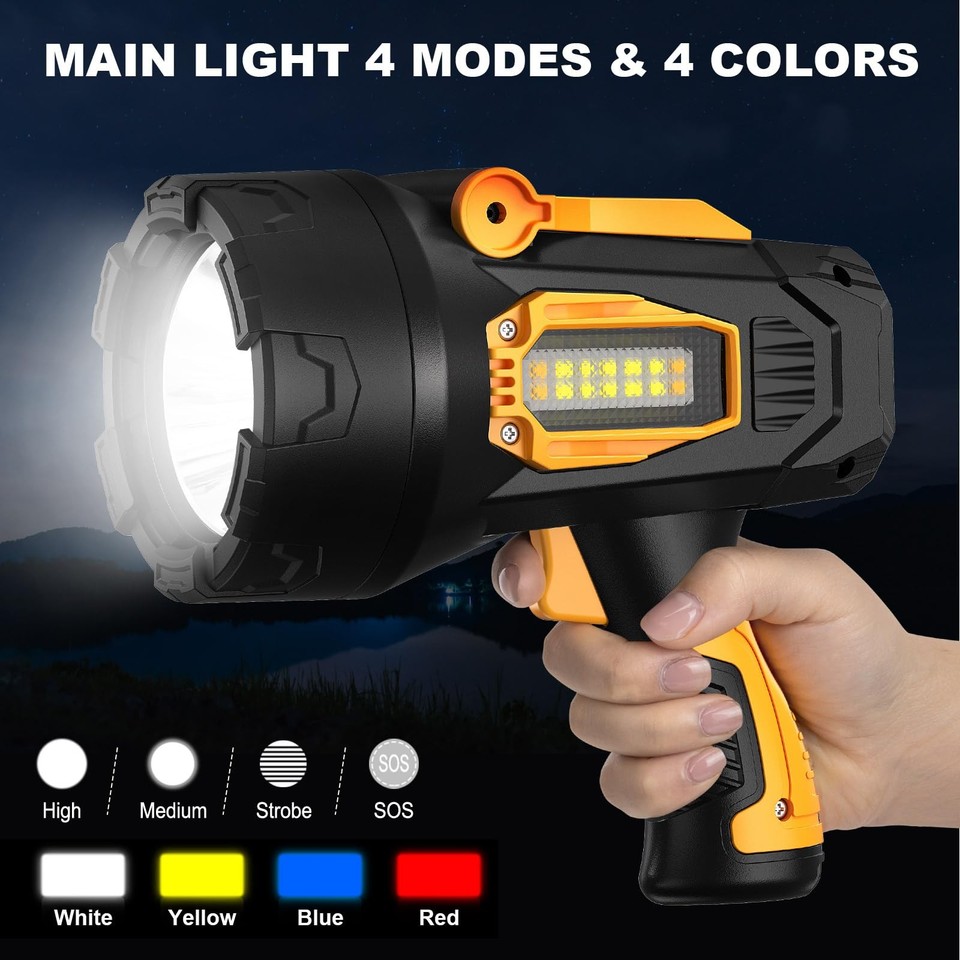Super Bright 90,000 Lumens Rechargeable Spotlight for Hunting Camping ...