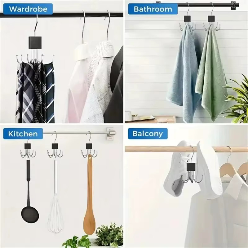 360° Rotating Storage Hanger Hook Multi-Claw Bag Metal Belts Rack ...