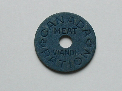 CANADA (1940's World War II) Meat Ration Viande Blue Cardboard WWII OPA ...