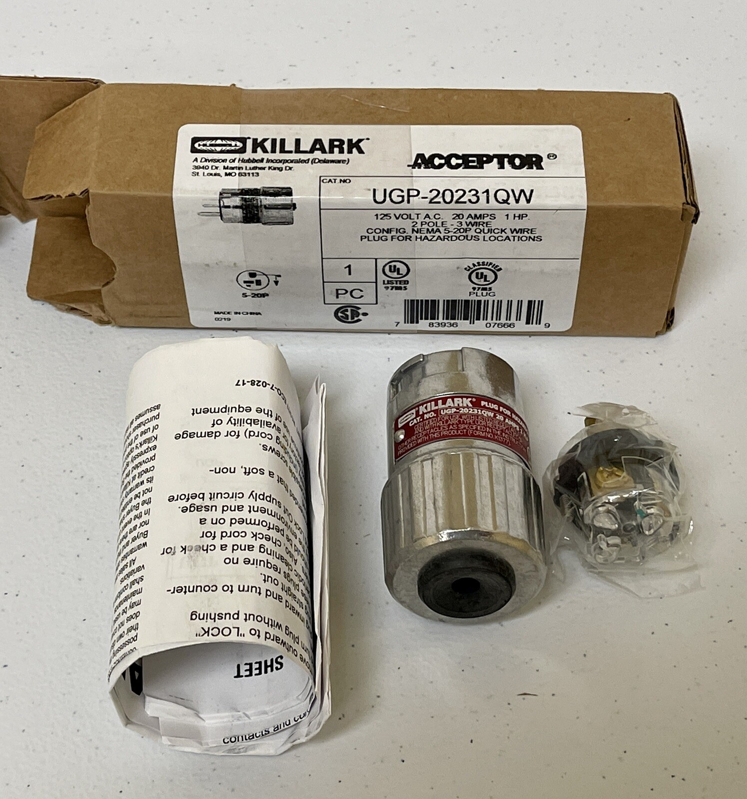 Killark UGP-20231QW 20A 125V Aluminium Plug - Grey for sale online | eBay