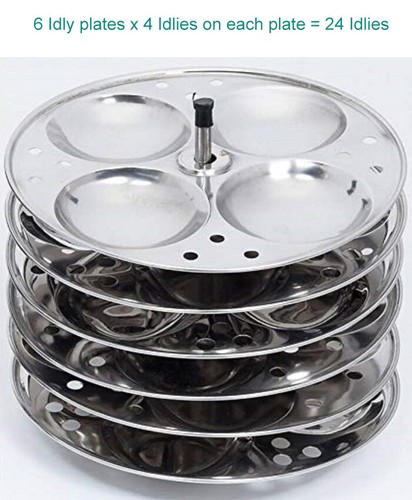 Diamond Stainless Steel 6 Idly Plate Plates Stand Idly Maker Idly Tray ...