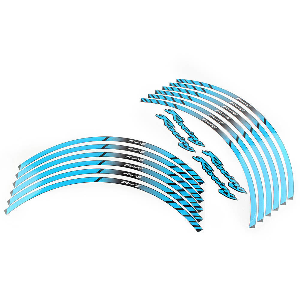 17" 18" Universal Rim Wheel Decals Blue For Yamaha Honda Kawasaki 17 ...