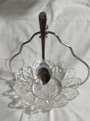 Sheffield Glass Dish Spoon Holder Relish Jam Condiment Set Vtg | eBay