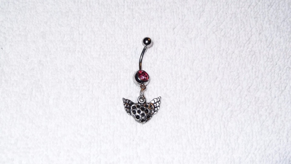 Heart Wings Charm Belly Button Navel Ring Body Jewelry Piercing Cute | eBay