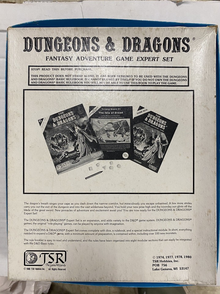 Expert Set (1012) w/ Sealed Dice - Dungeons and Dragons Vintage TSR ...