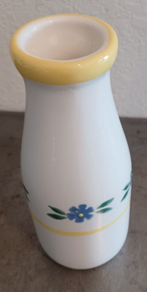 Crock Shop Santa Ana Ca Ceramic Milk Bottle With Blue Flowers 7" Tall ...