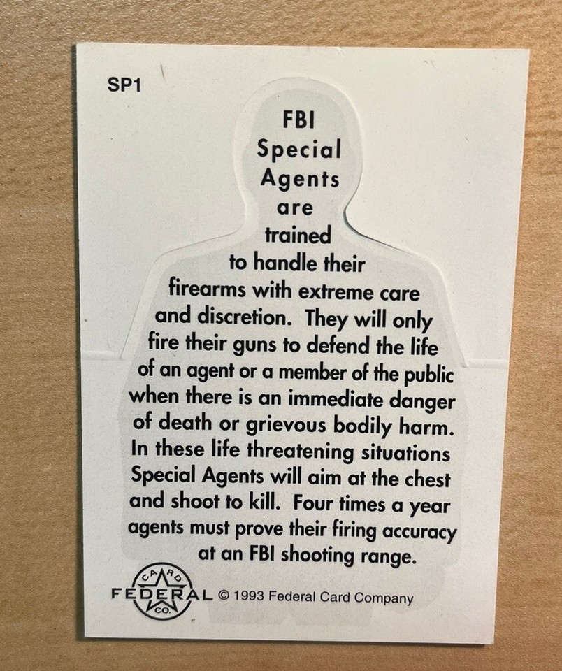 1993 Federal Card Company Wanted By The FBI Die-Cut Target Card #SP1 | eBay