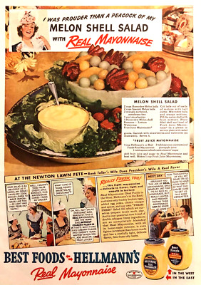 HELLMAN'S / BEST FOODS MAYONNAISE—VINTAGE 1940 COLOR MAGAZINE PRINT AD ...