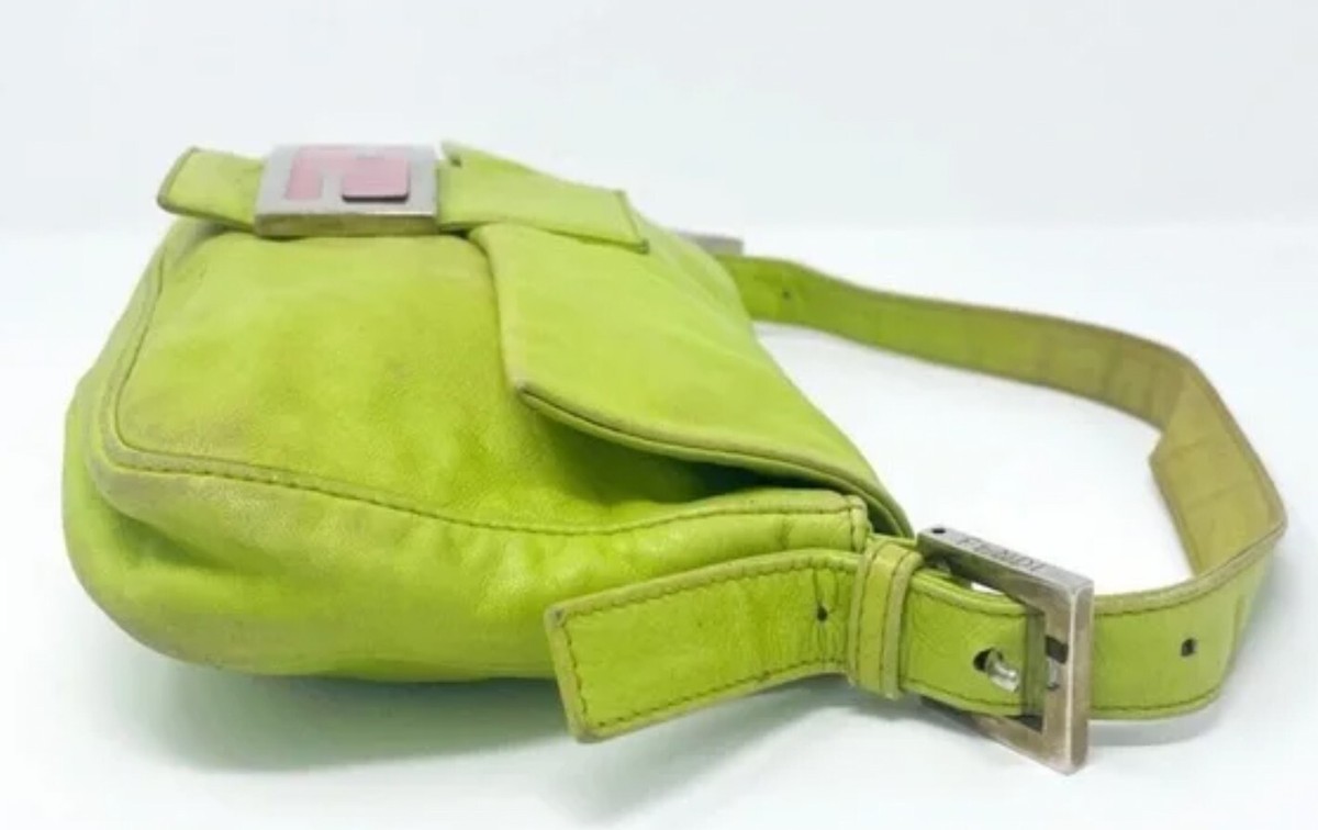 Fendi Vintage Baguette Shoulder Bag Lime Green Calf Leather Fendi Vintage Baguette Shoulder Bag Lime Green Calf Leather