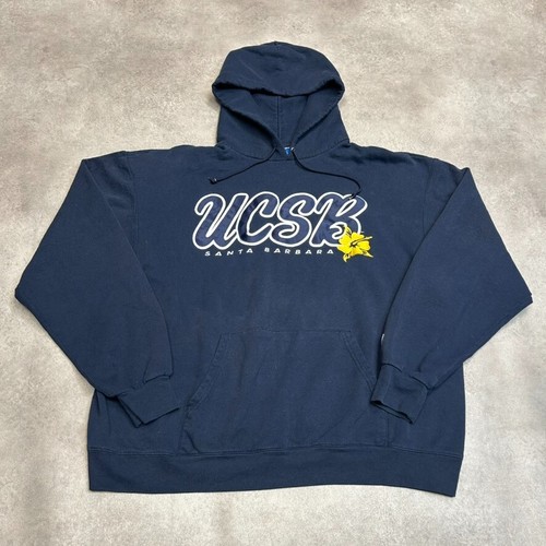 UCSB Champion Hoodie Mens XL Santa Barbra Spellout Sweatshirt Navy | eBay