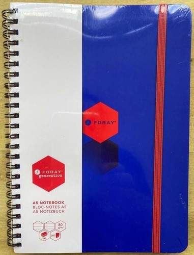 Foray Generation A5 Notebook Blue & Red Ruled elastic band Closure 100 ...
