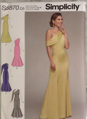 Simplicity Sewing Pattern 8870 One Shoulder Long Fitted Dress Gown ...