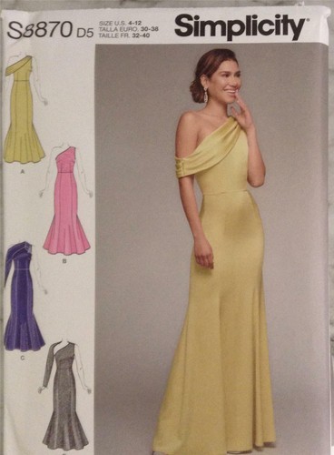 Simplicity Sewing Pattern 8870 One Shoulder Long Fitted Dress Gown ...