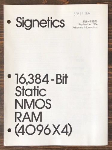 Signetics - 2168-45 / 55 / 70 Static NMOS RAM (4096 x 4) (1984) | eBay