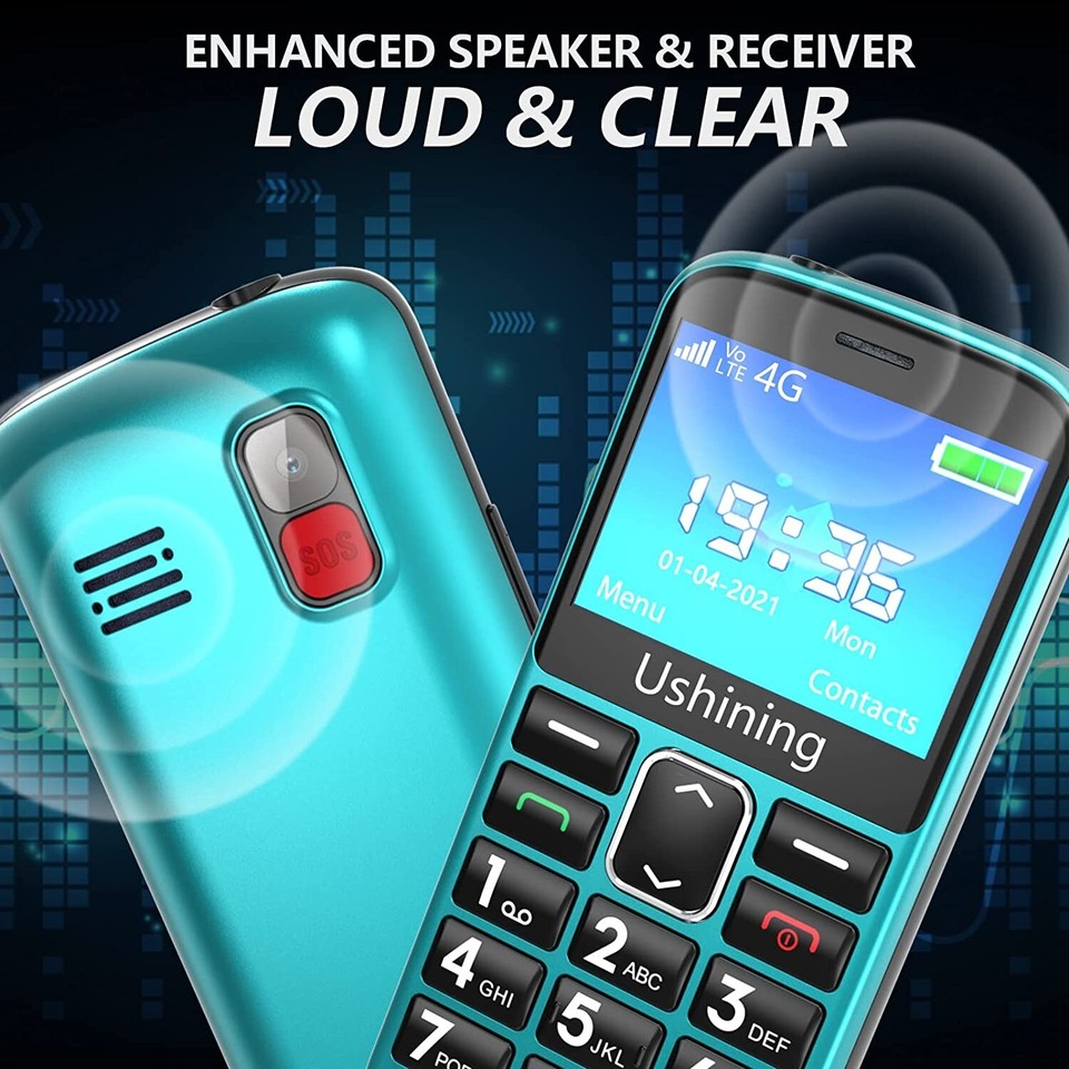 Ushining 4G Senior Cell Phone Unlocked SOS Big Button Senior Basic ...