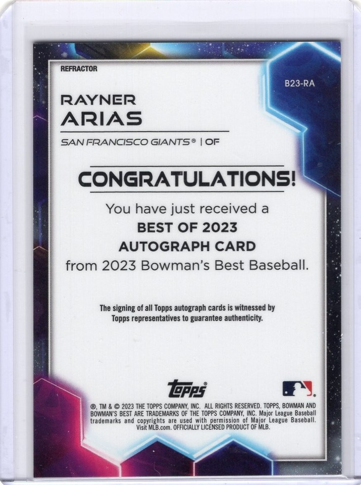 2023 Bowmans Best San Francisco Giants Rayner Arias Base Auto | eBay