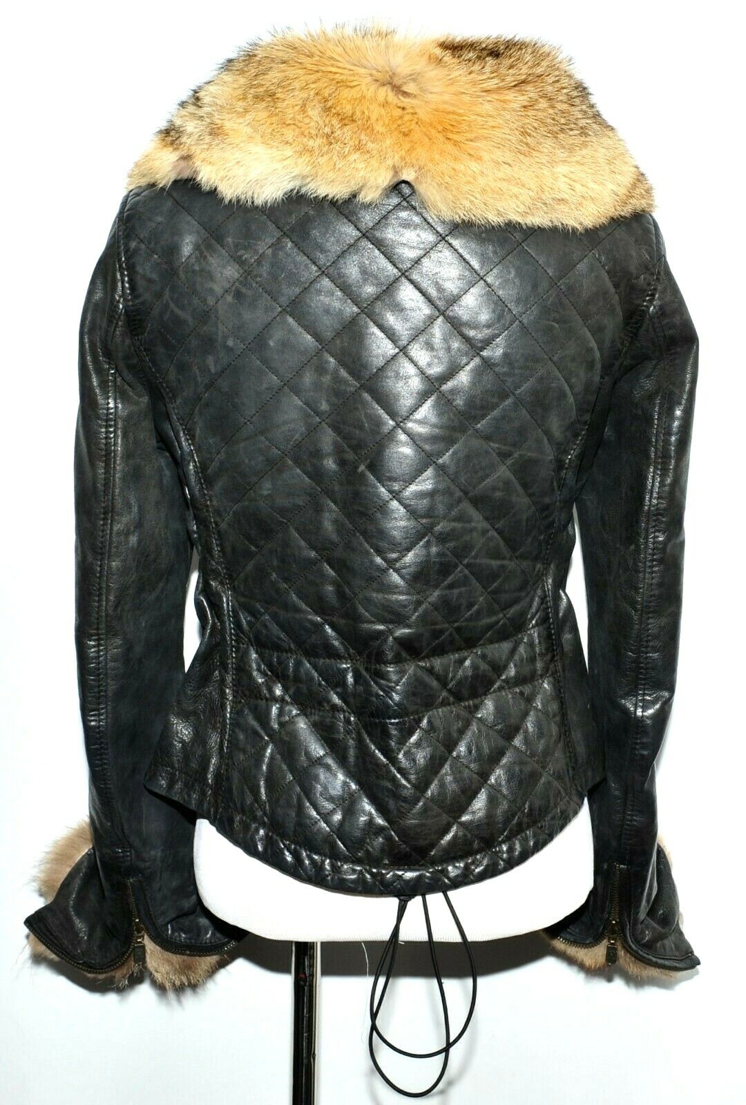 RARE BELSTAFF GOLD LABEL FUR TRIM BIKER QUILTED LEATH… - Gem