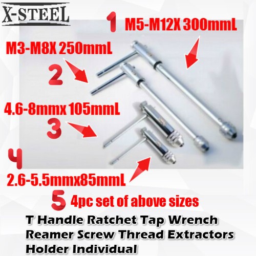 T Handle Ratchet Tap Wrench Reamer Screw Thread Extractors Holder ...