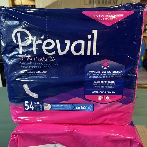 Prevail Daily Incontinence Pads Moderate Absorbency Long 108 Count (2× ...
