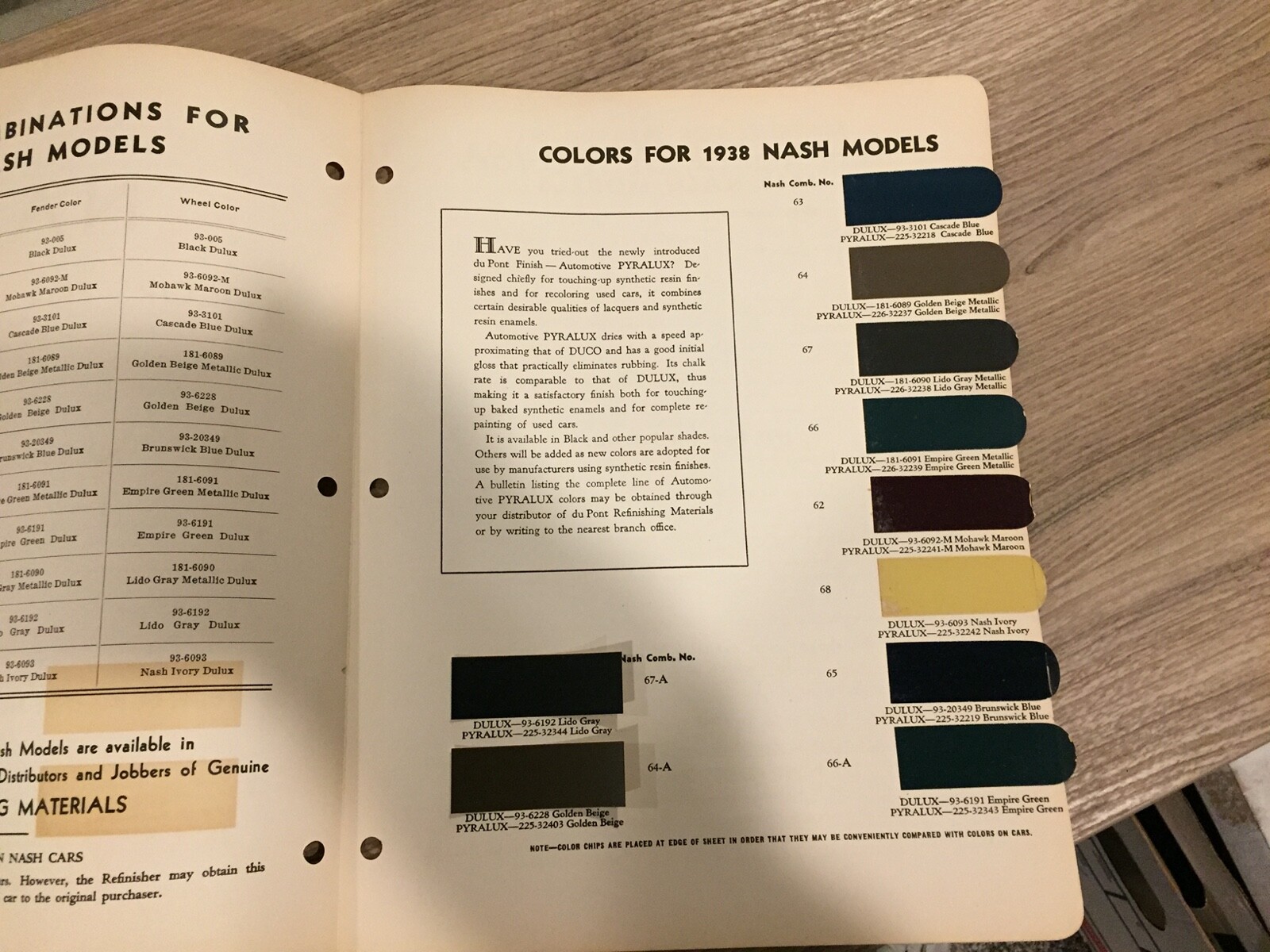 1938. NASH PAINT CHIP SHEETS. ORIGINAL | eBay