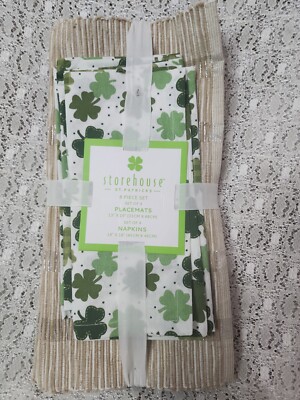 Storehouse St Patrick's Day 4 Sparkly Placemats & 4 Shamrock Napkins | eBay
